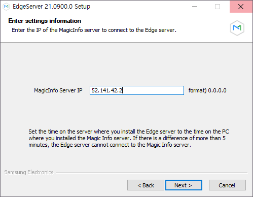 Edge Server 설치하기 - MagicINFO Edge Server - Global Site